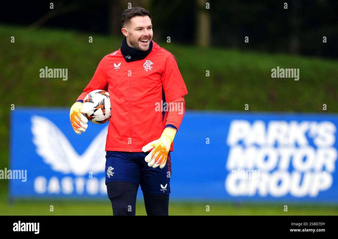 Rangers goalkeeper Jack Butland during a training session at the ...