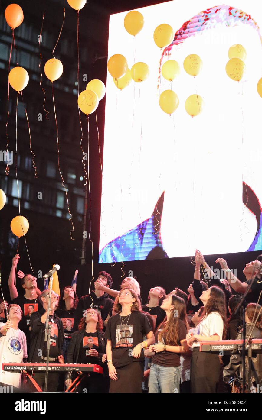 Yellow balloons are released to mark hostage Omer Neutra’s second ...