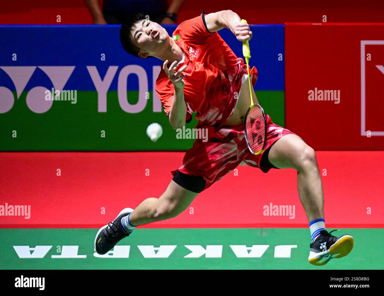 Jakarta, Indonesia. 22nd Jan, 2025. Weng Hongyang hits a return during ...