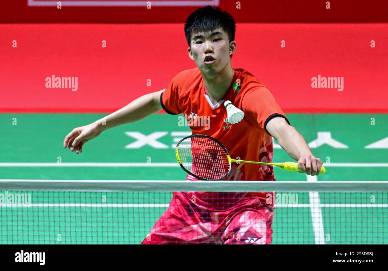 Jakarta, Indonesia. 22nd Jan, 2025. Weng Hongyang hits a return during ...