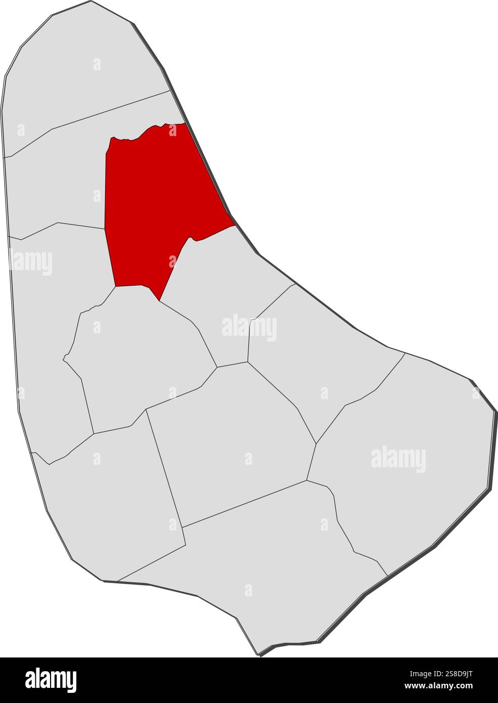 Map of Barbados with the provinces, Saint Andrew is highlighted Stock ...