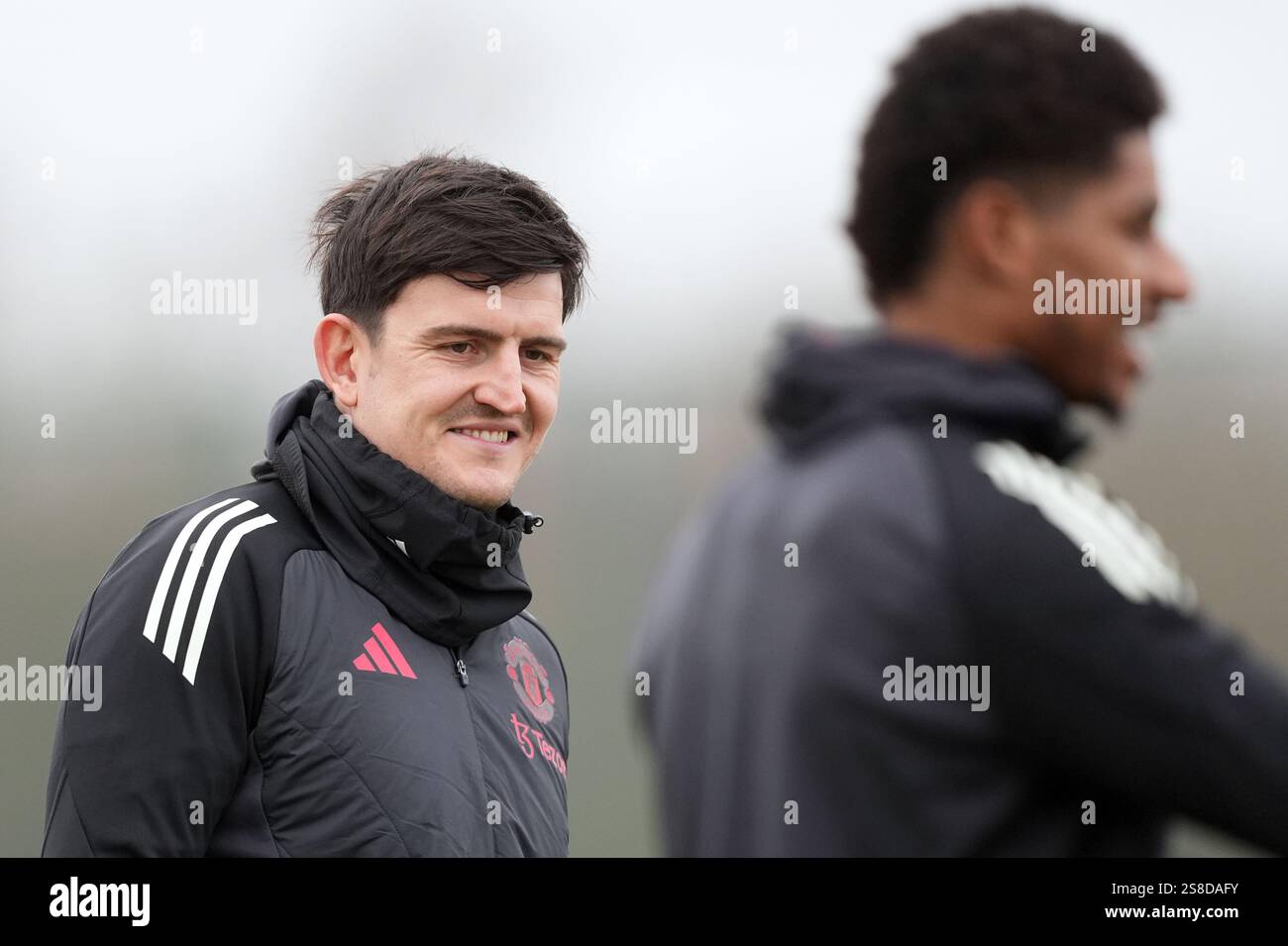 Manchester United's Harry Maguire and Marcus Rashford during a training ...