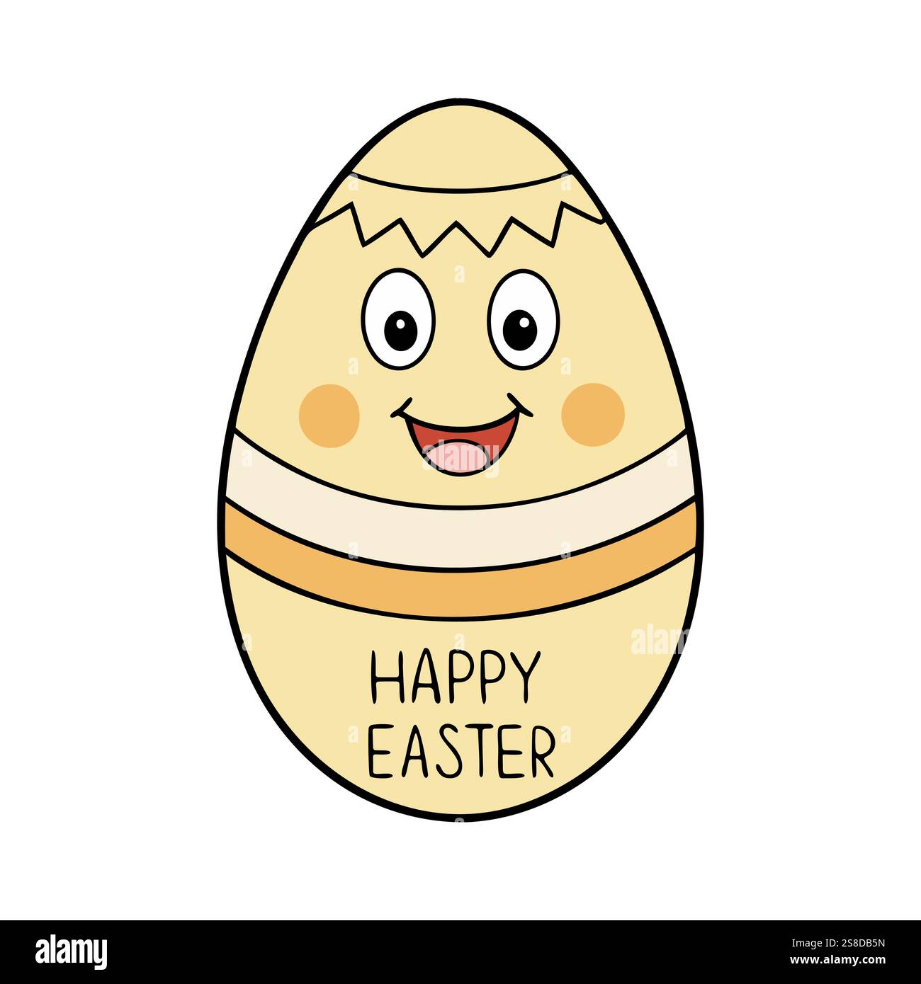 Cartoon easter egg with smiling face is wishing you happy easter ...