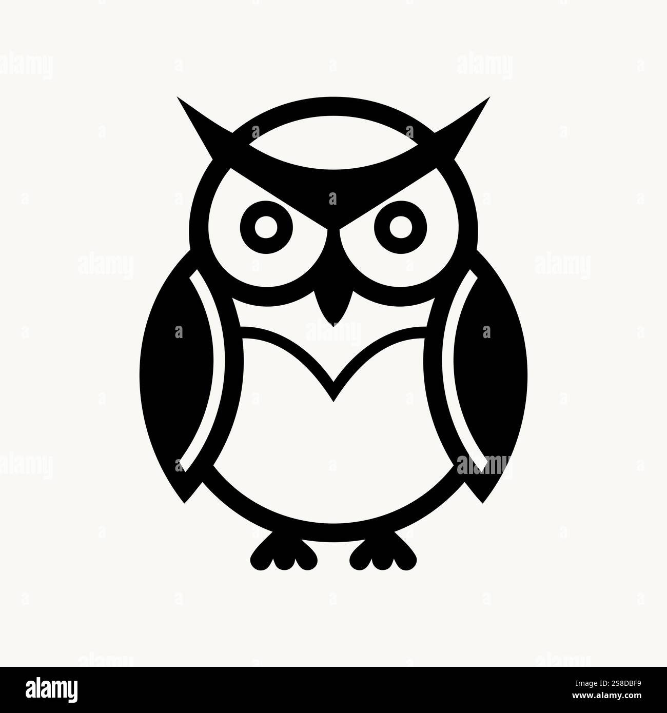 Owl icon. Simple black and white owl icon. Isolated symbol of owl ...