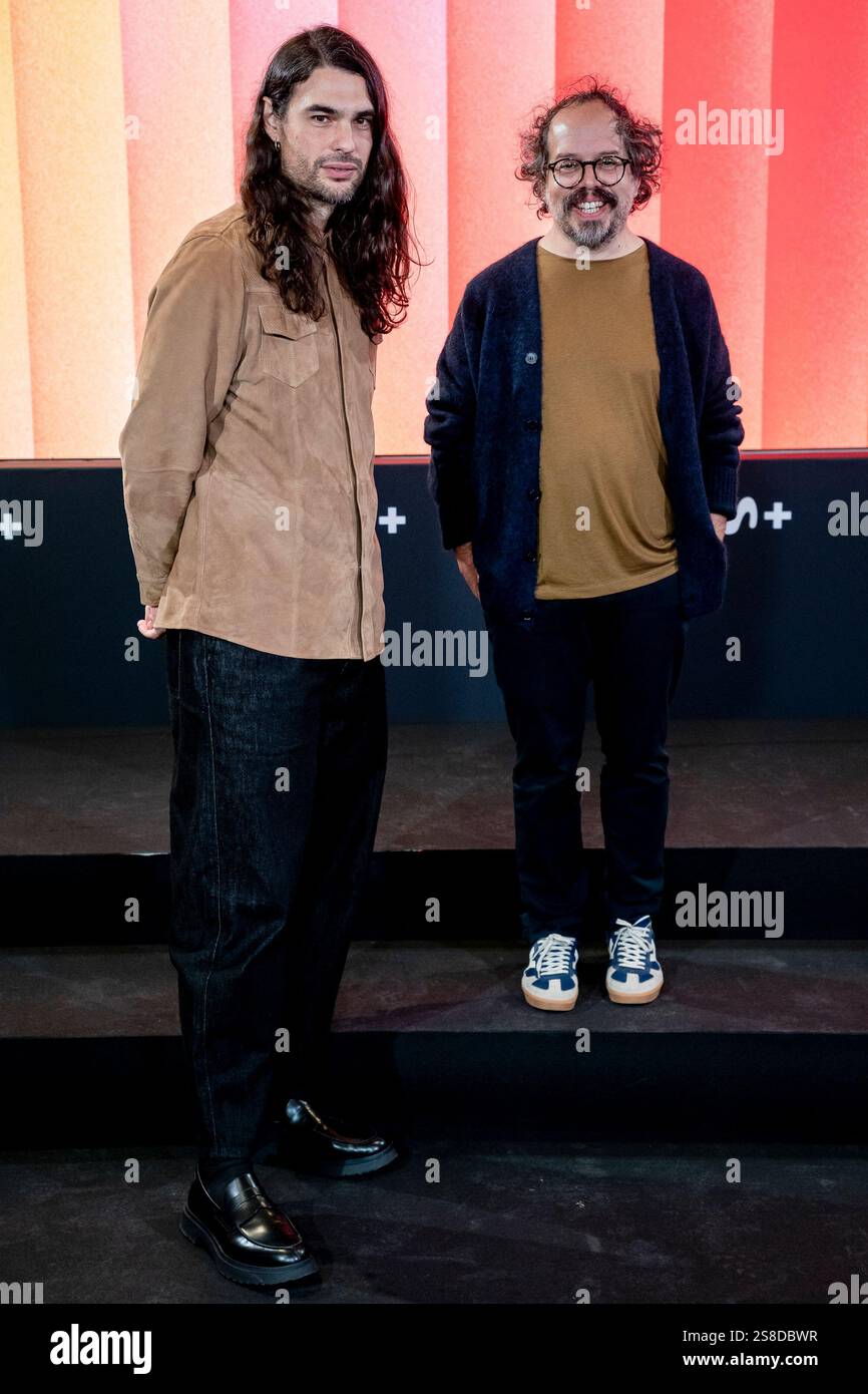 Directors Óliver Laxe (l) and Santiago Fillol (r) pose at the photocall during the Presentation ...