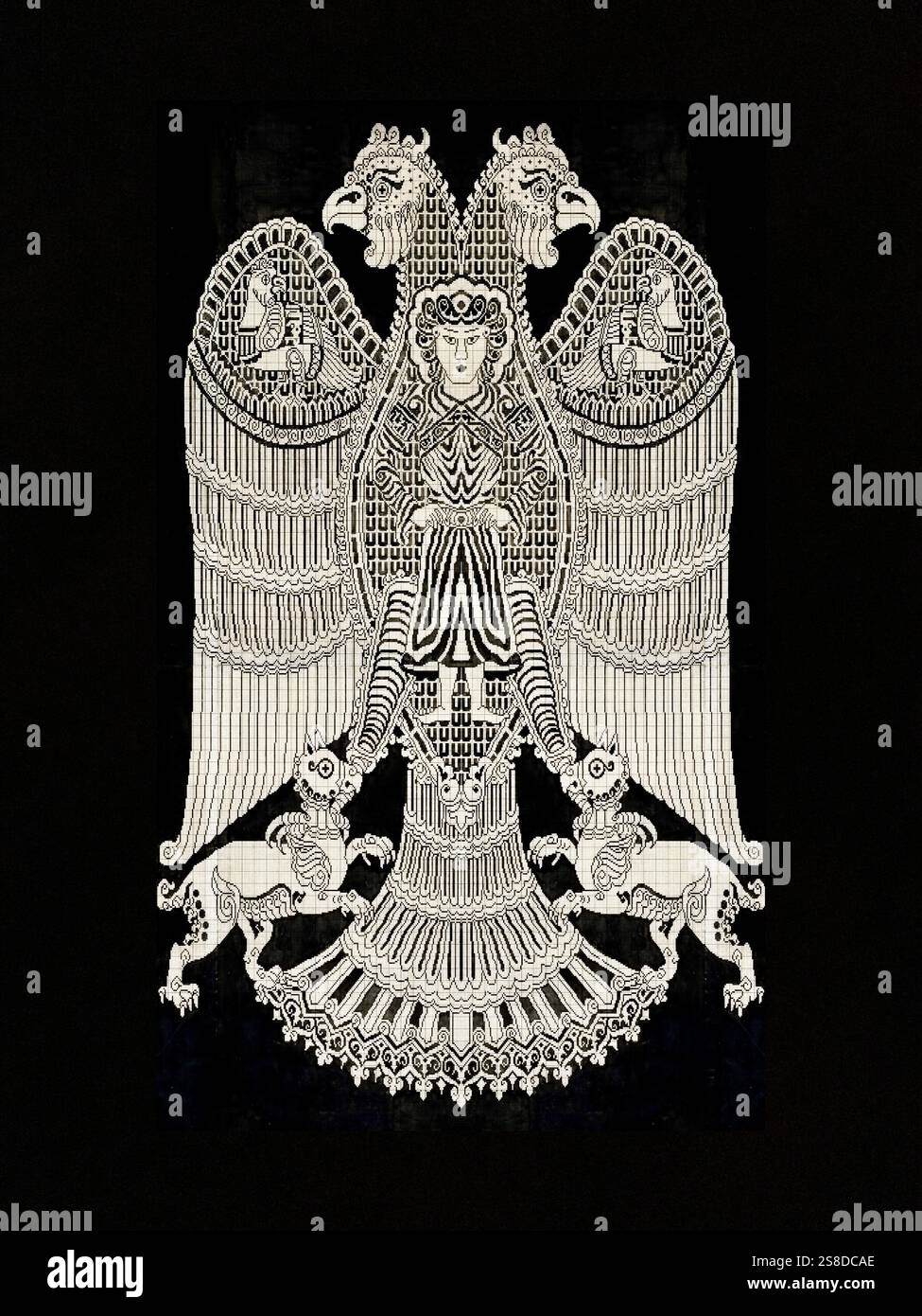 Félix Guichert - Schematic Drawing of Buyid Silk - 1900's - Double ...