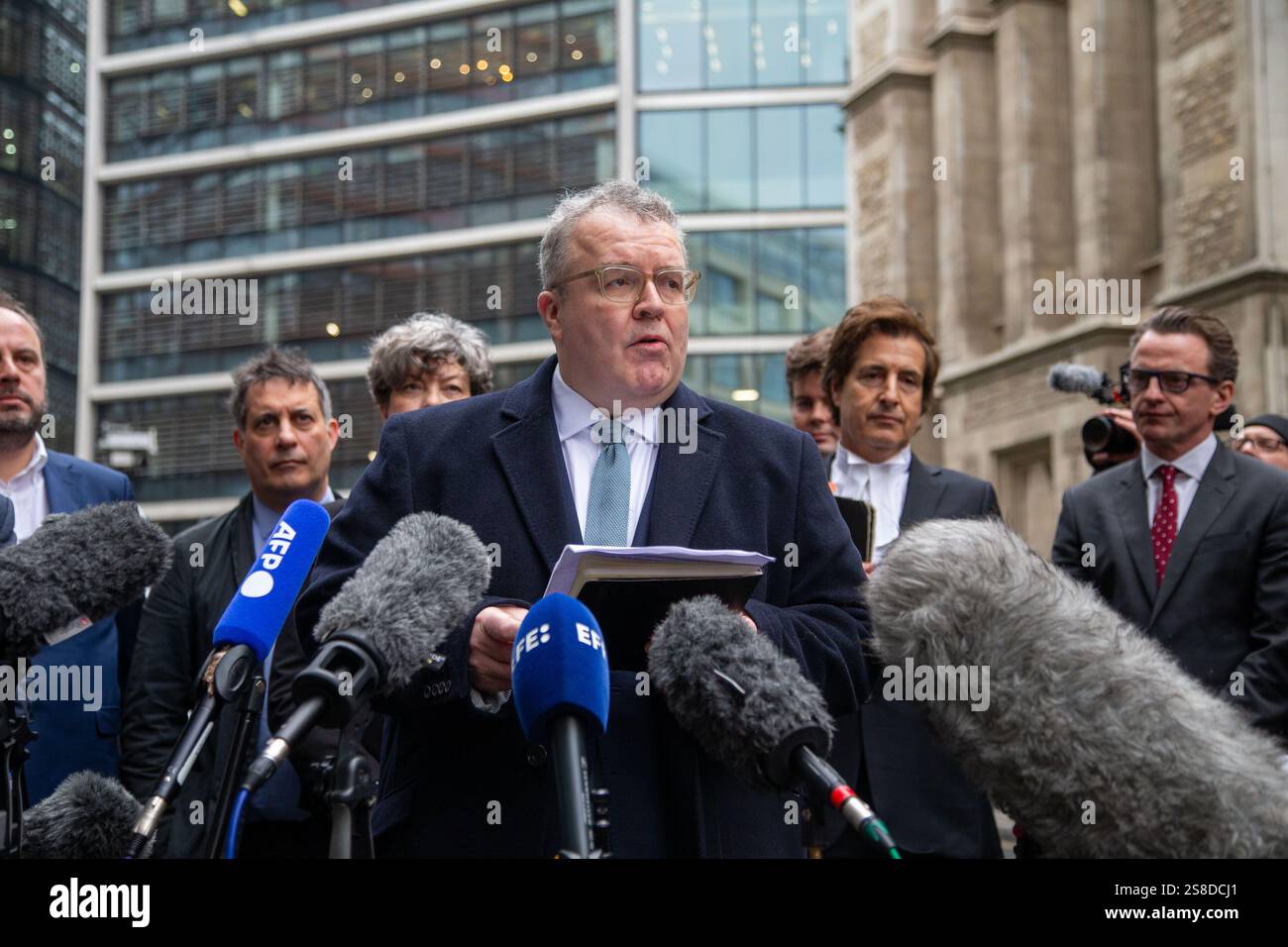 London, England, UK. 22nd Jan, 2025. Lord TOM WATSON and lawyer DAVID ...