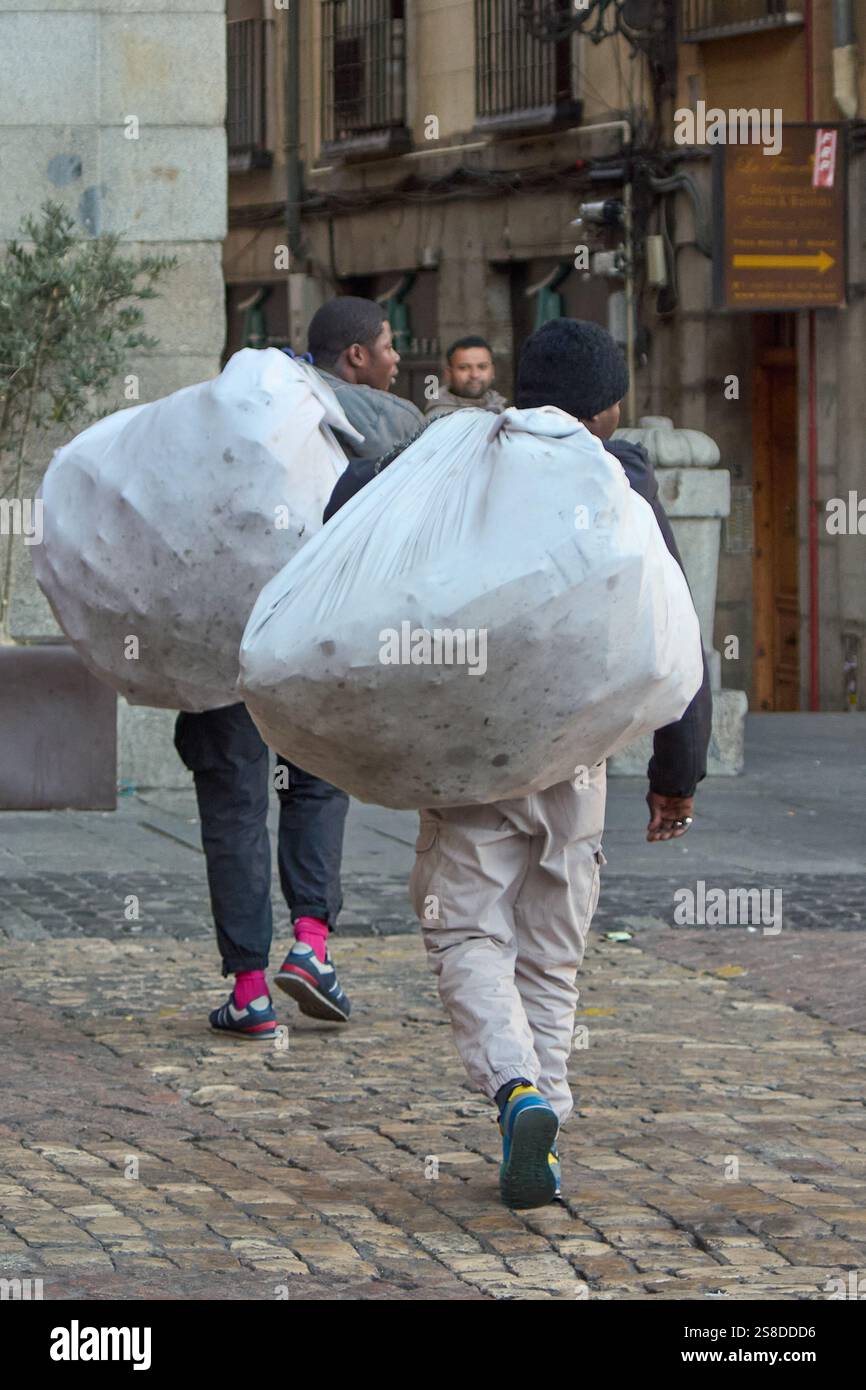 Madrid, Spain - January 22, 2025: Urban scene of street vendors in ...