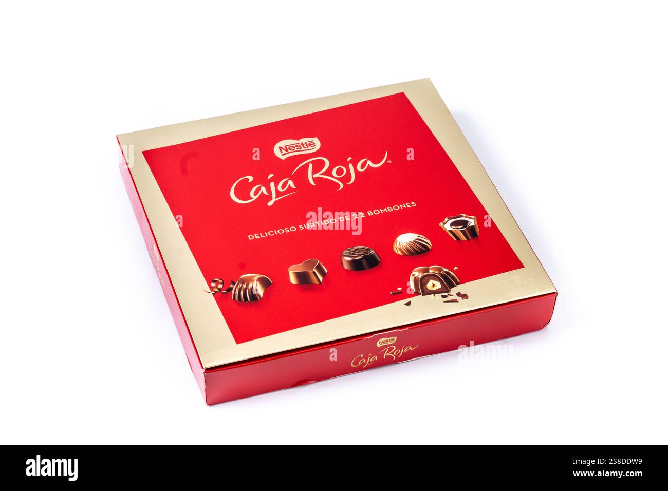 Nestle chocolate red box isolated on white background Stock Photo - Alamy