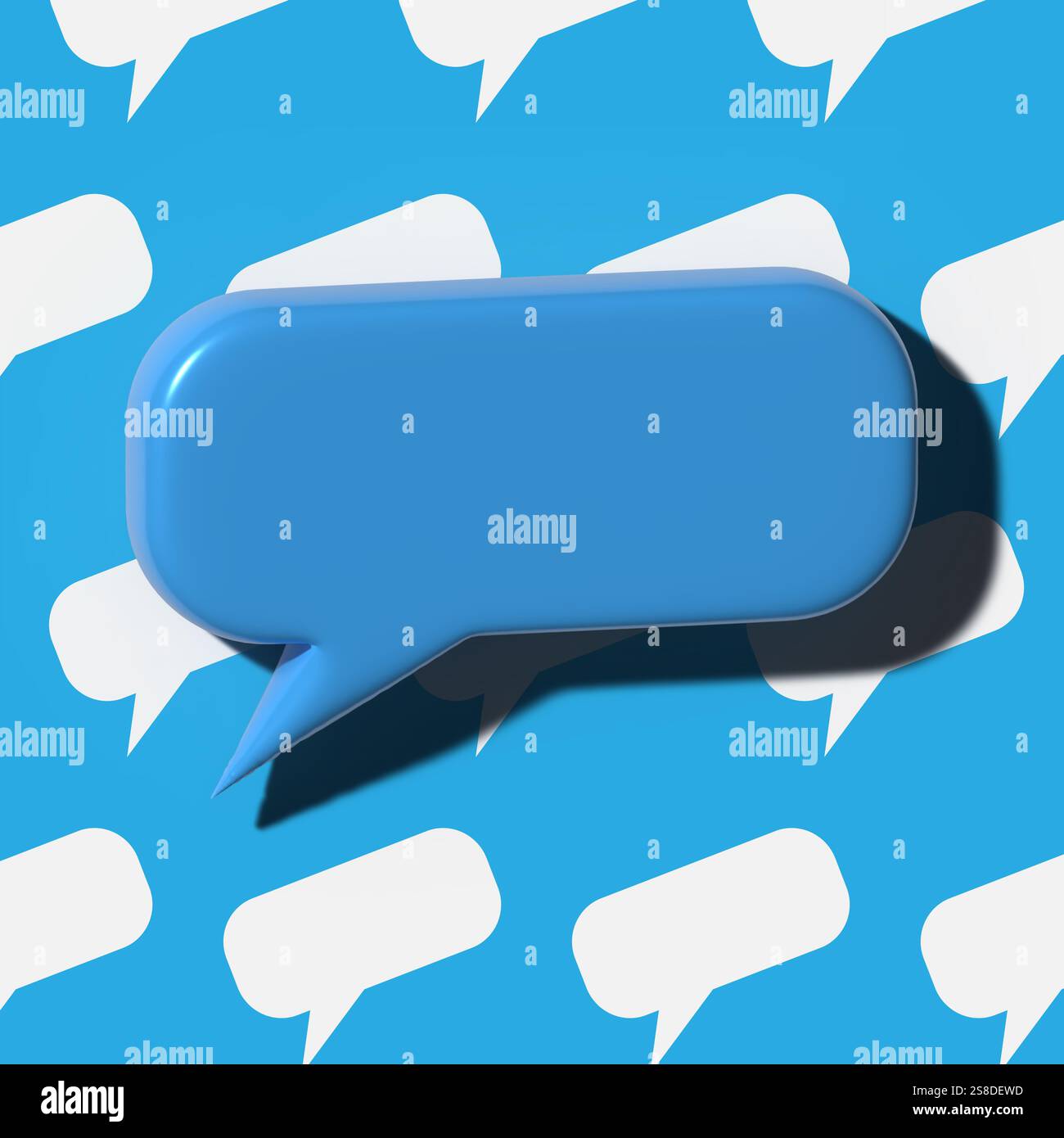 Blue dialog shape on a blue background, 3D rendering illustration Stock ...