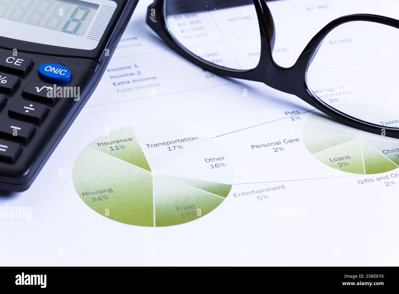 Graphs and Calculator Stock Photo - Alamy