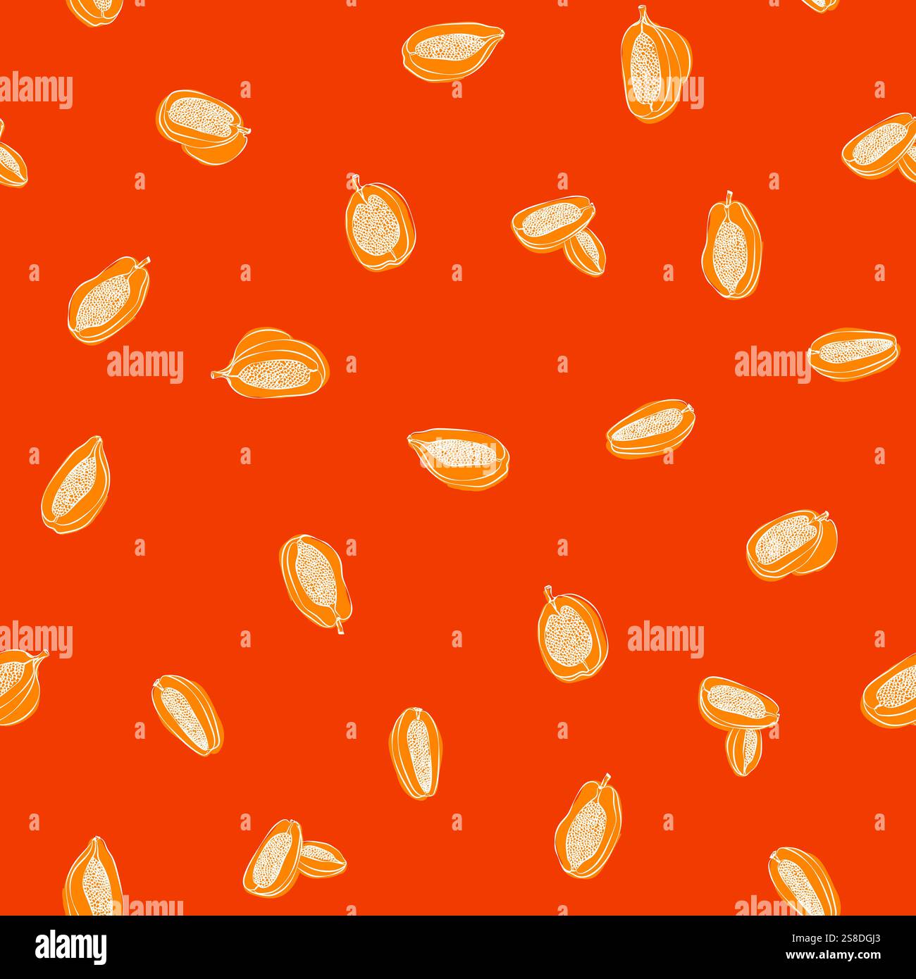 Papaya seamless pattern. Fruit orange background. Food print Ideal for ...