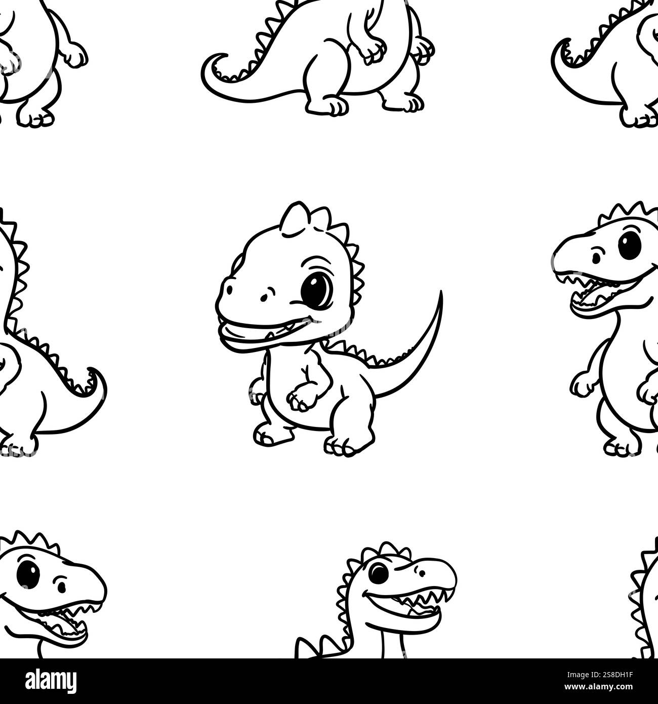 Seamless pattern with cute sketchy animals. Cartoon dinosaur motifs ...