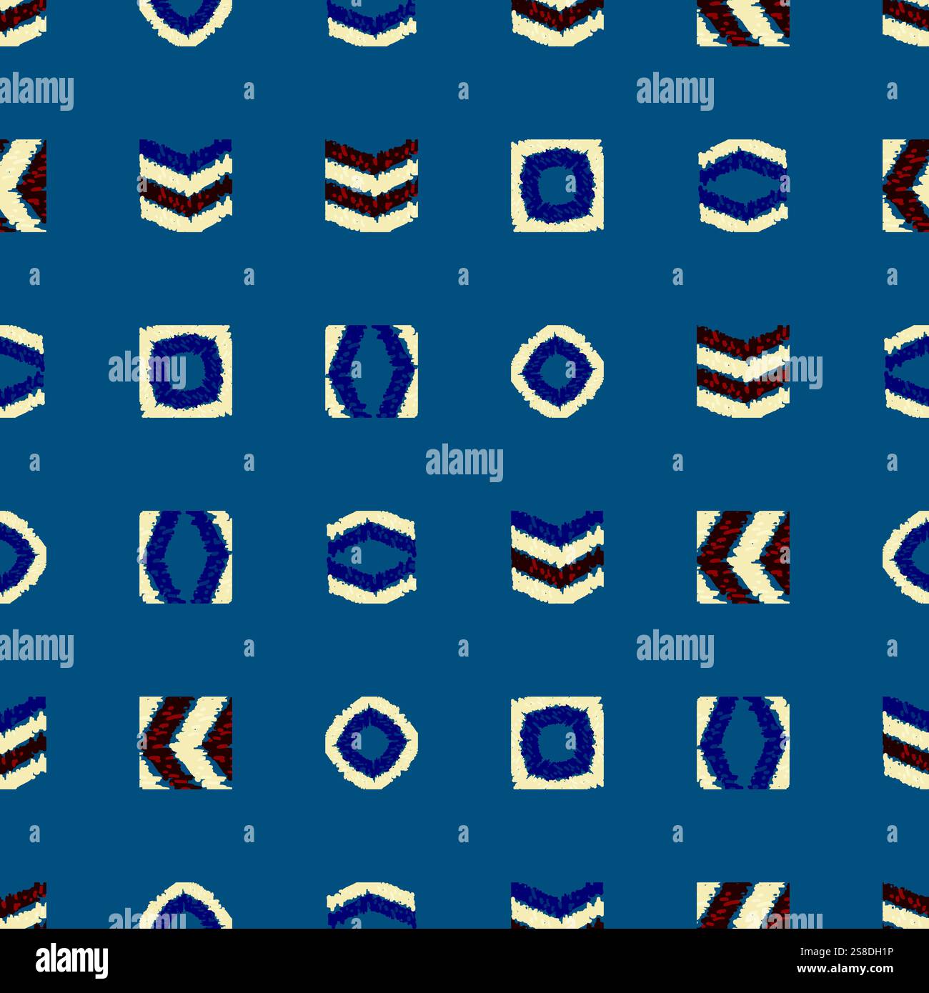 Vibrant geometric seamless pattern design showcases dark blue and red ...