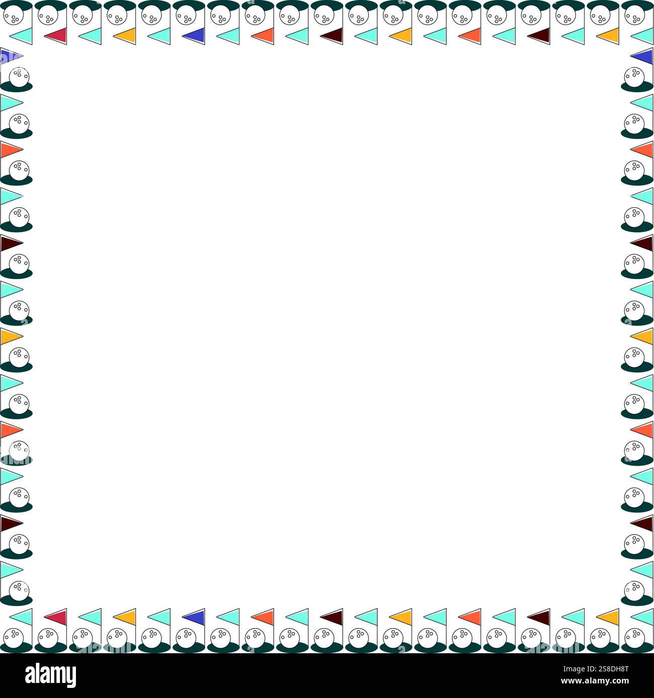 Vintage golf trading card square frame. Golf gaming elements on white ...