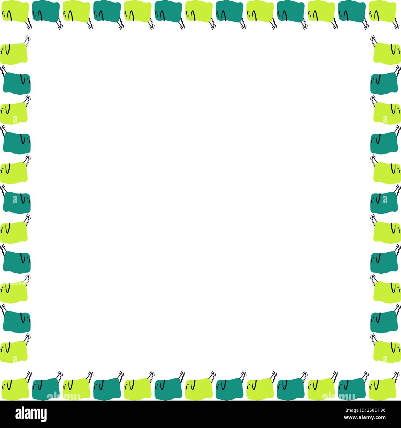 Square frame of cute domestic animal. Doodle dog on white background ...