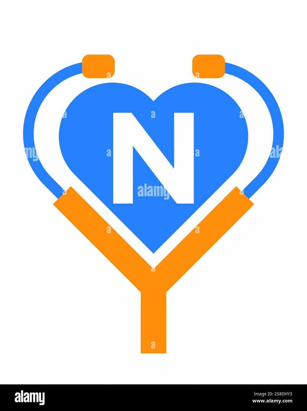 Initial Letter N Medical or Doctor Logo Concept With Stethoscope Symbol ...