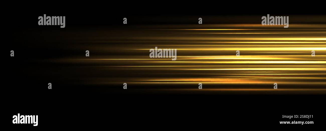 Speed light effect with golden rays stretching horizontally - bright ...