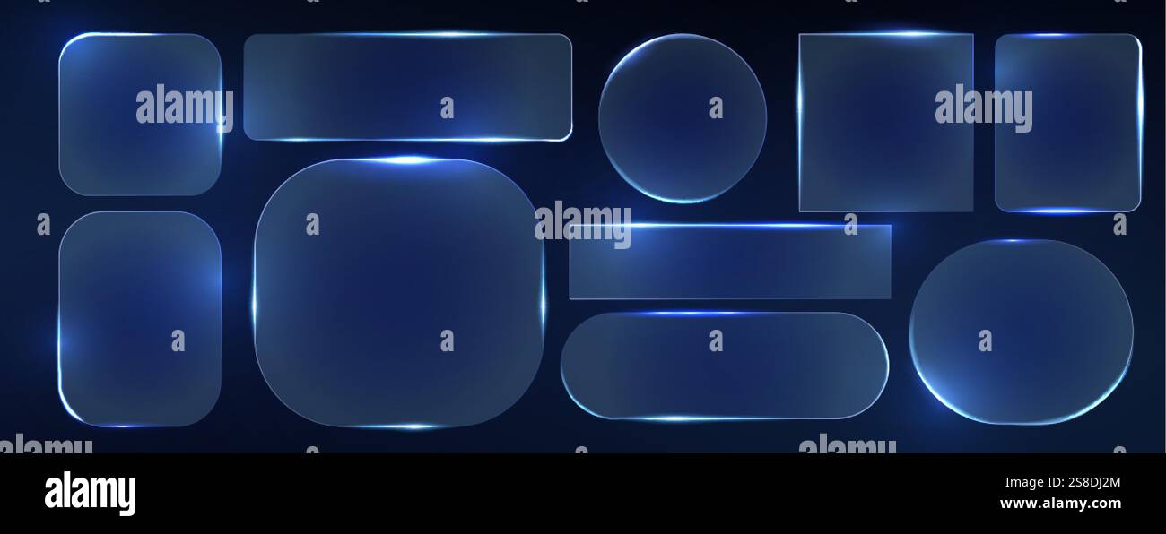 Neon glass frame collection with luminescent geometric elements - blue ...