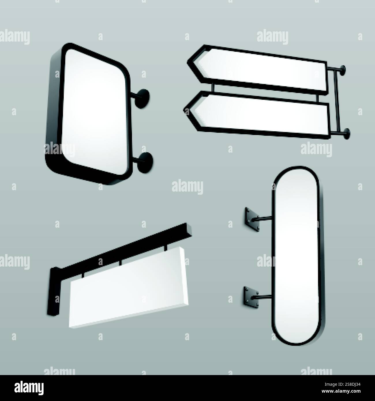 3D wall signboards set isolated on background. Vector realistic ...