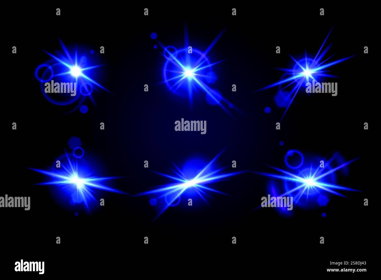 Glint glare collection with bright neon luminous effects - shining ...