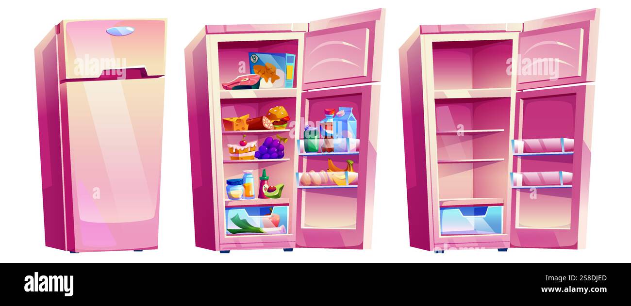 Kitchen fridges set isolated on white background. Vector cartoon ...