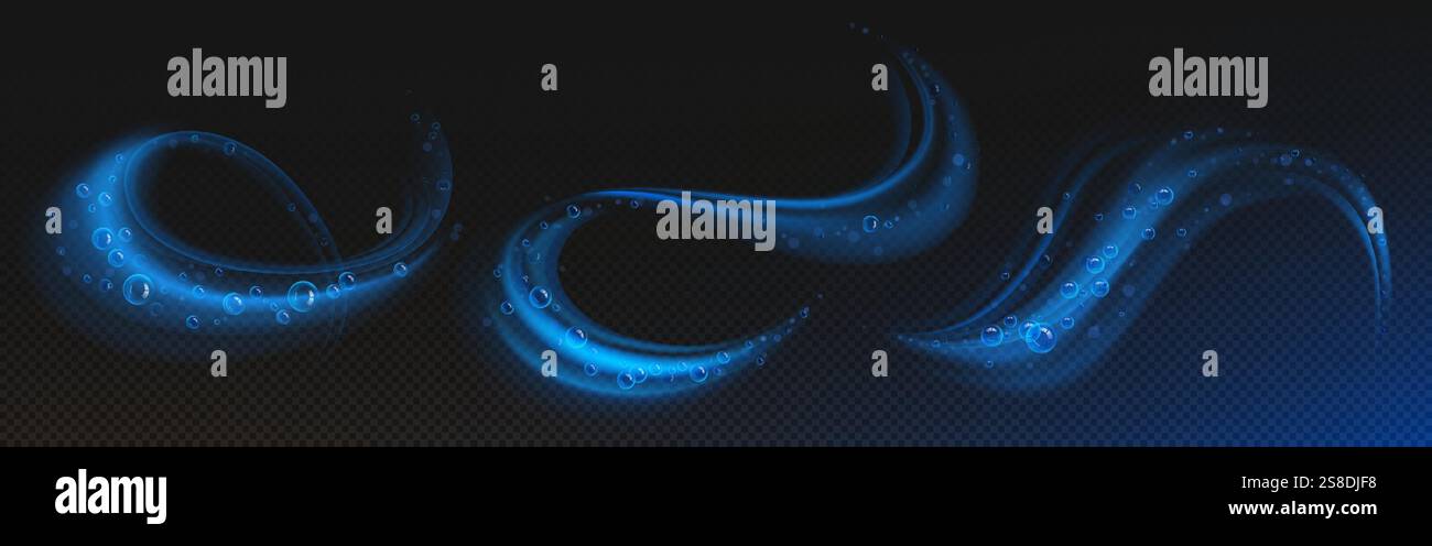 Magical bubble swirl effects - glowing neon blue streams with ...