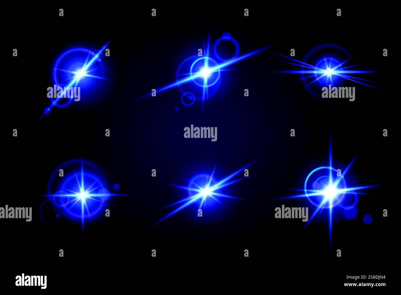 Glint glare collection with bright neon luminous effects - shining ...
