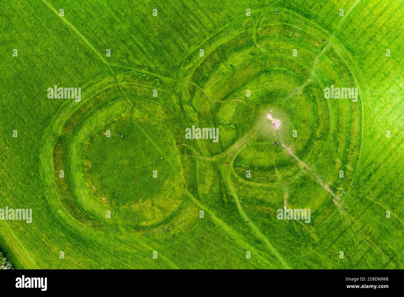 Aerial view of the Hill of Tara, an archaeological complex, containing ...
