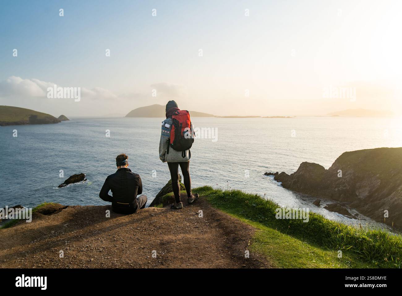 Couple of tourists at Dunquin or Dun Chaoin pier, Ireland's Sheep ...