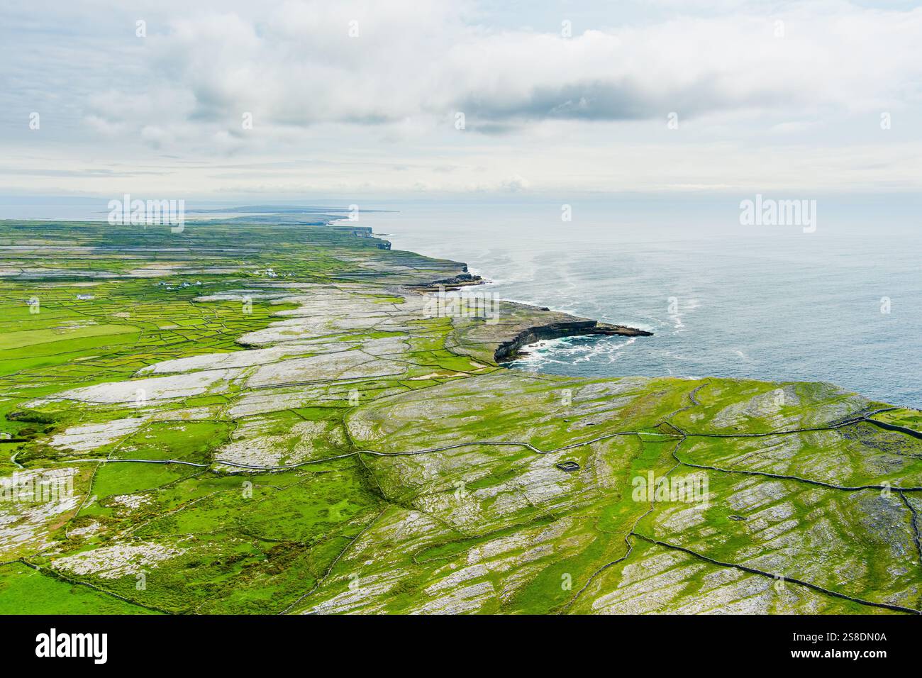 Aerial view of Inishmore or Inis Mor, the largest of the Aran Islands ...