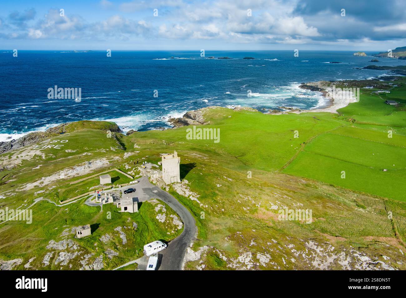 Aerial view of Banba's Crown, iconic gem of Malin Head, Ireland's ...