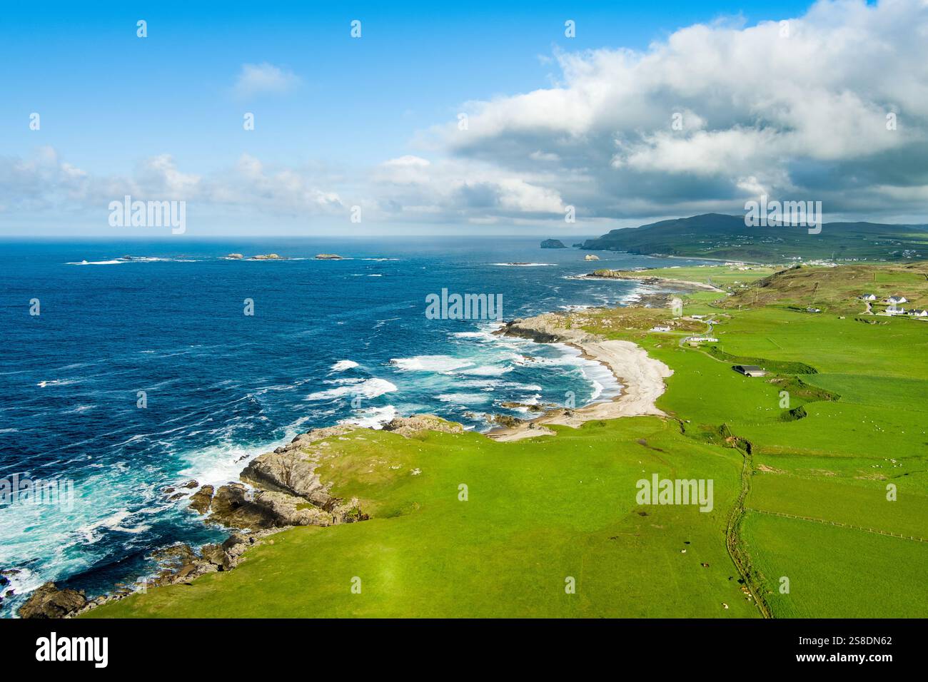 Aerial view of Portmor or Kitters Beach, Malin Head, Ireland's ...