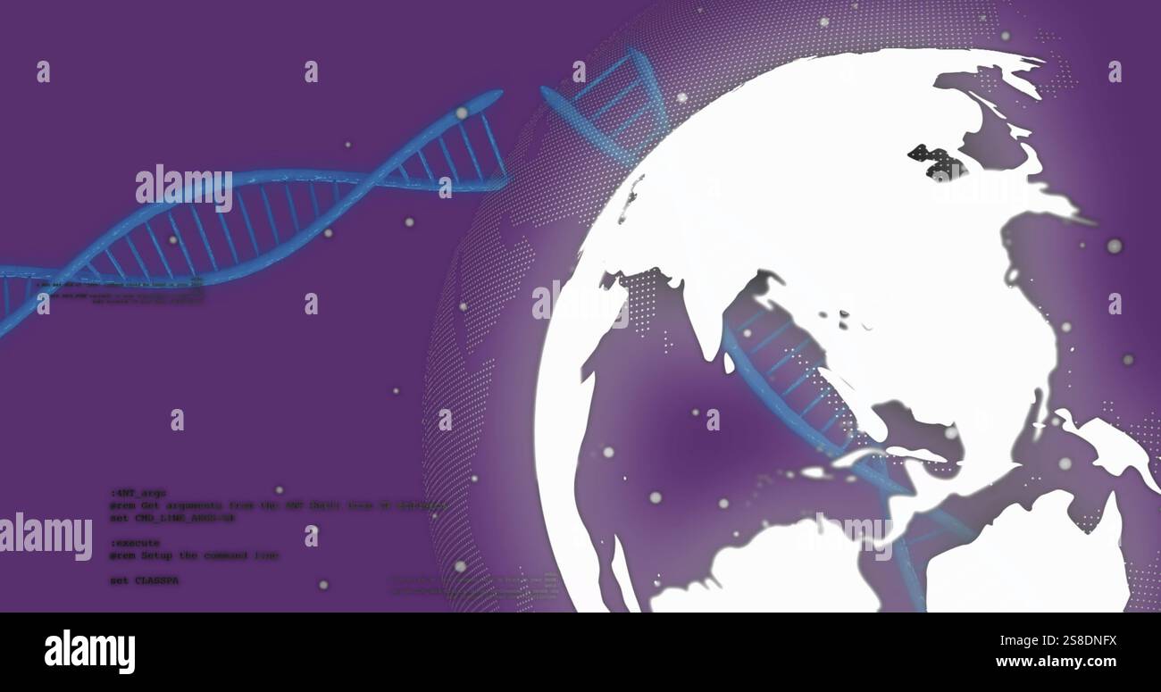 Image of dna strands, globe and data processing Stock Photo - Alamy