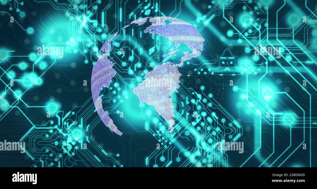 Digital globe and circuit board, global technology network image Stock ...