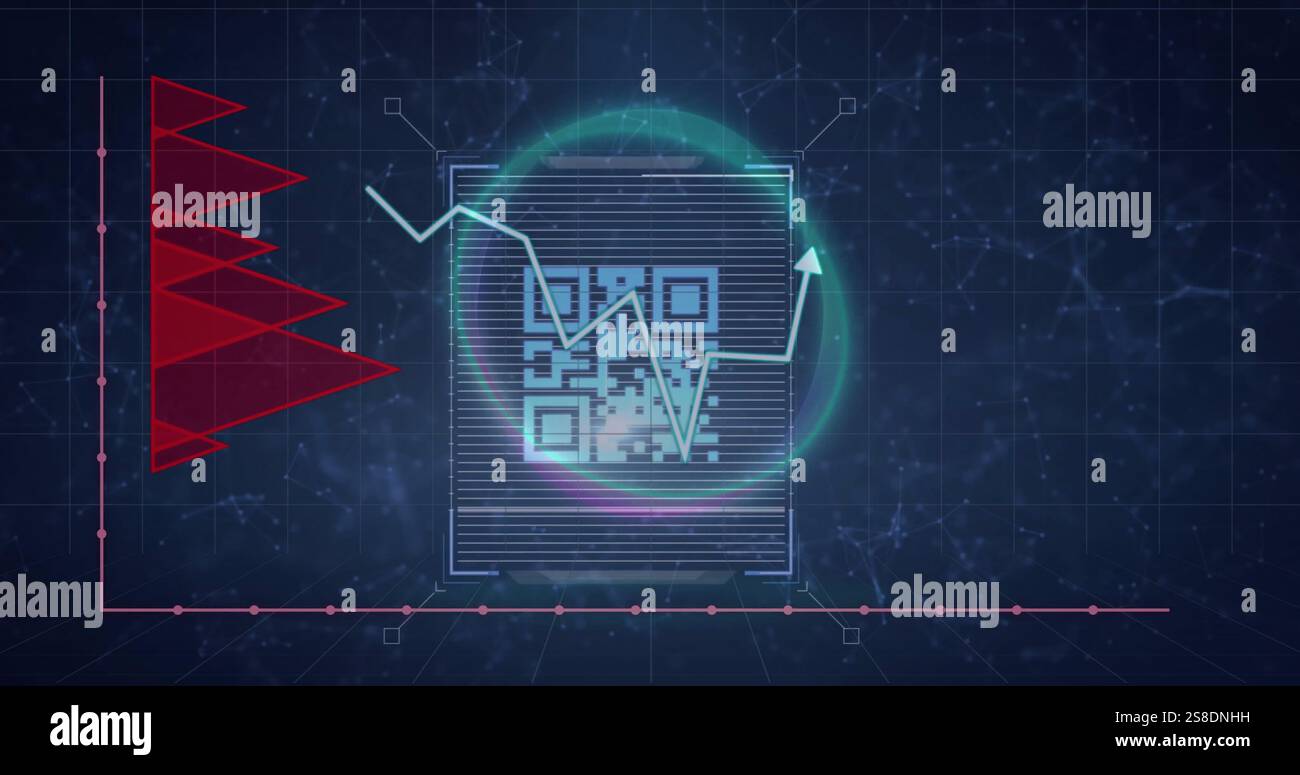Image of financial data processing over qr code Stock Photo - Alamy