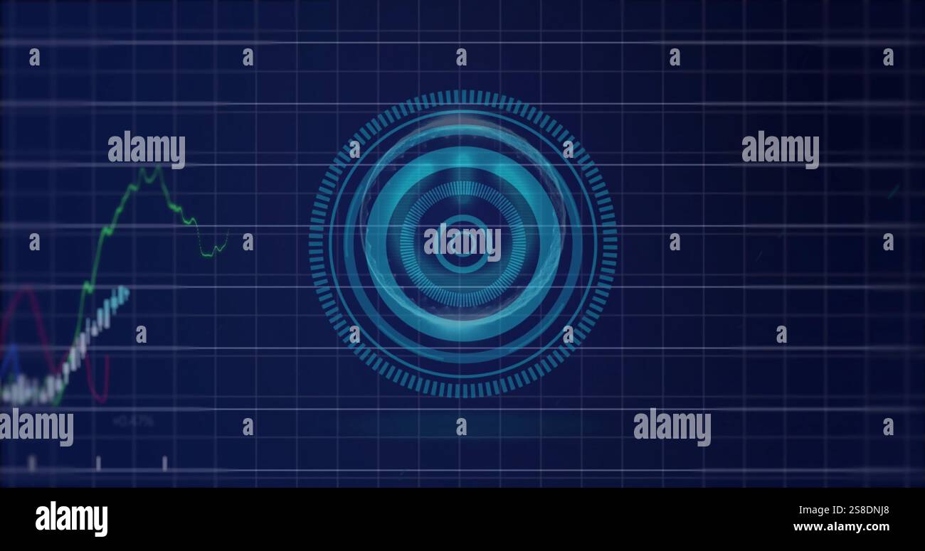 Image of financial data processing over scope scanning Stock Photo - Alamy