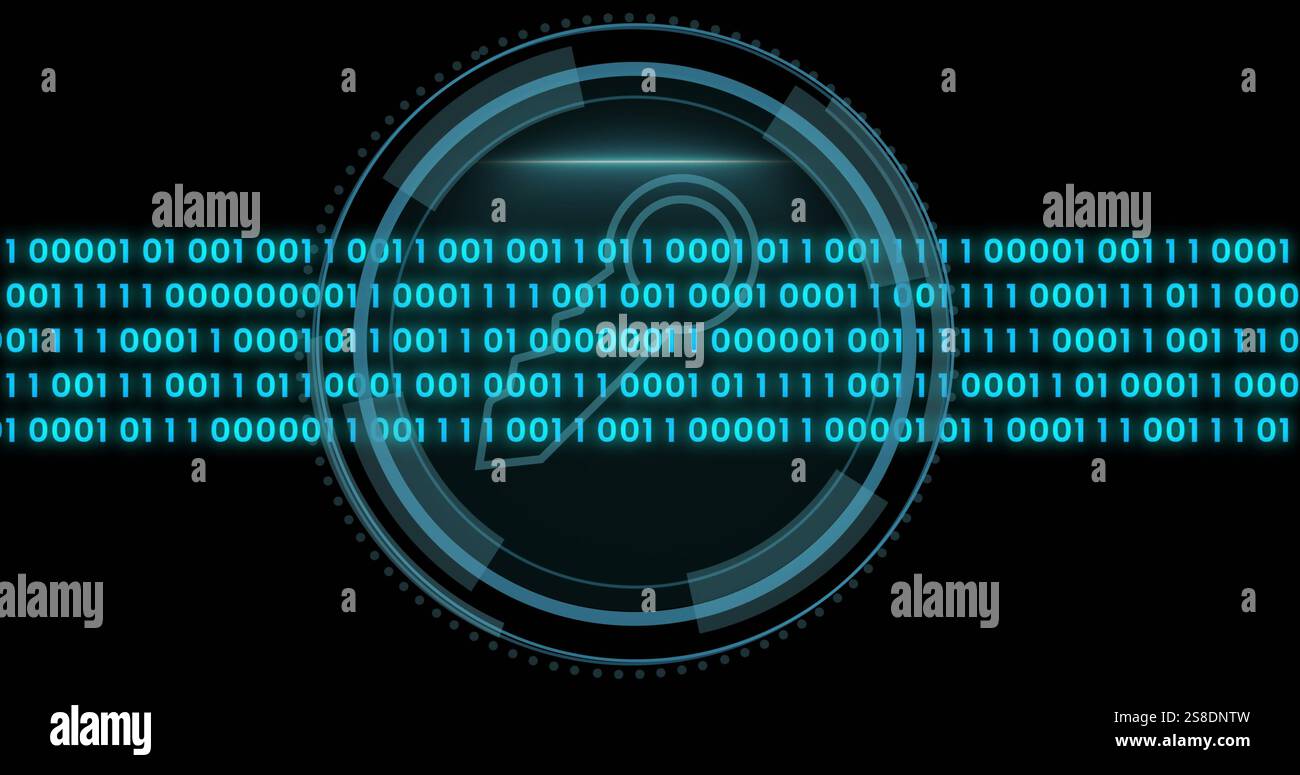 Image of data processing over key icon and scope scanning Stock Photo ...