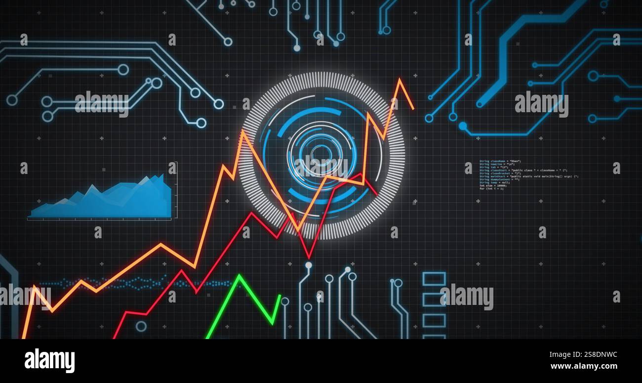 Image of digital data processing over computer circuit board Stock ...