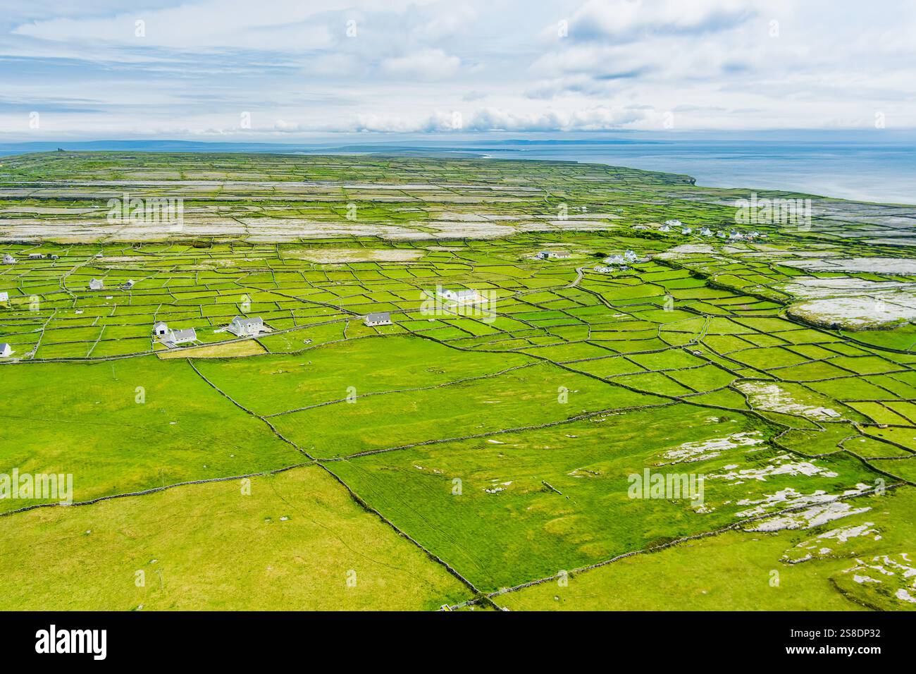 Aerial view of Inishmore or Inis Mor, the largest of the Aran Islands ...