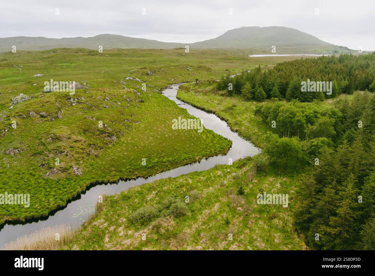 Beautiful foggy aerial view of old rusty tin roof cottage, located in ...