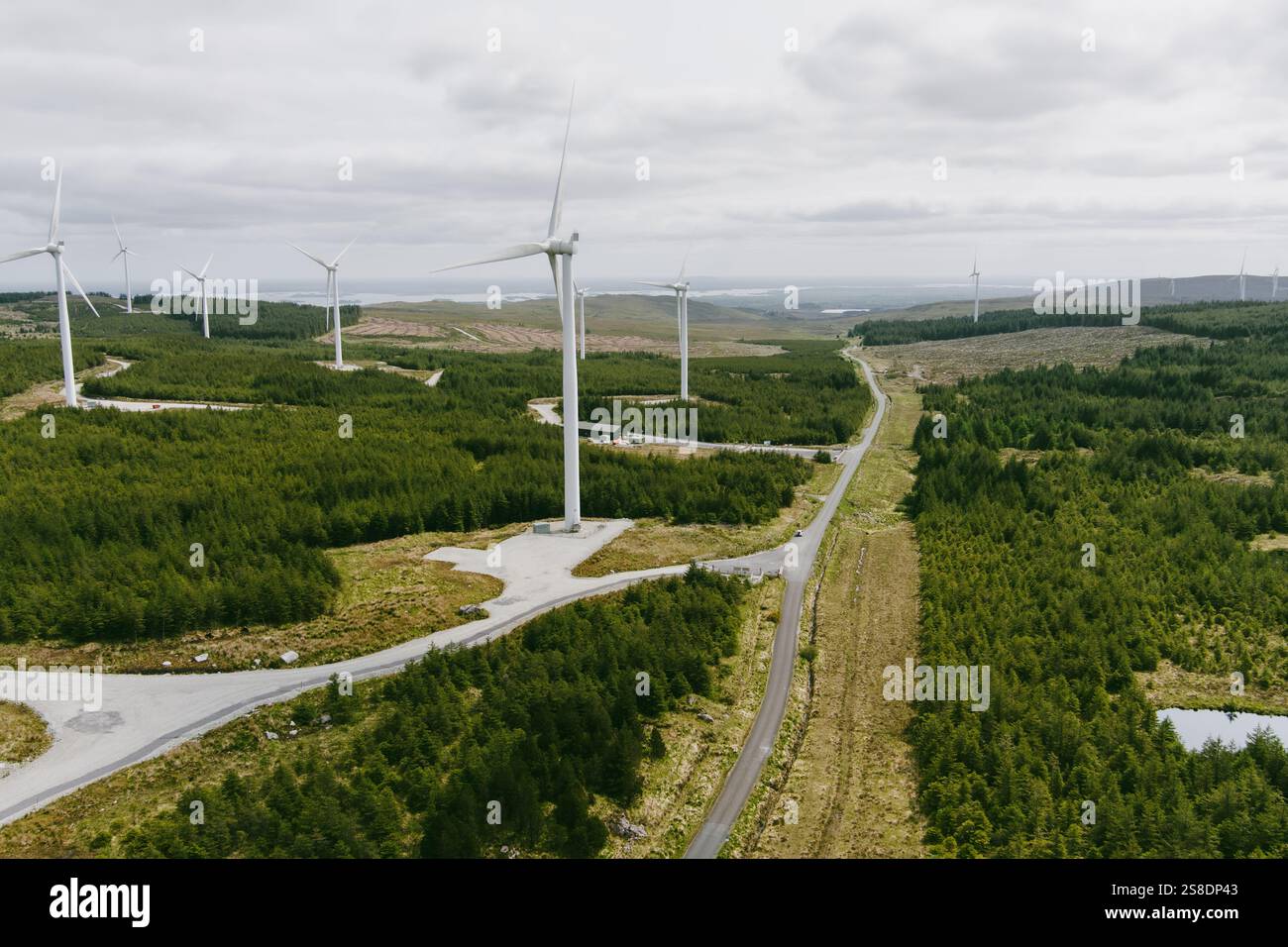 Aerial flyover wind farm in hi-res stock photography and images - Alamy
