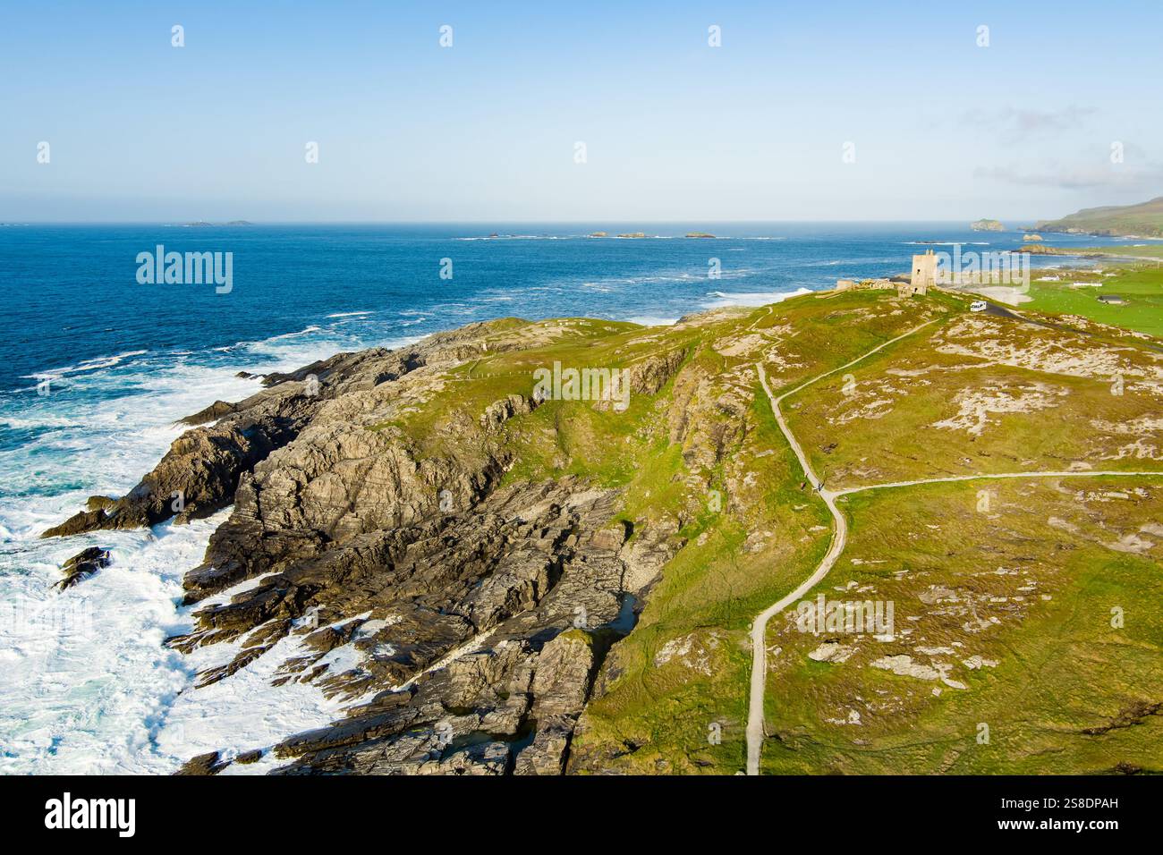Aerial view of Banba's Crown, iconic gem of Malin Head, Ireland's ...