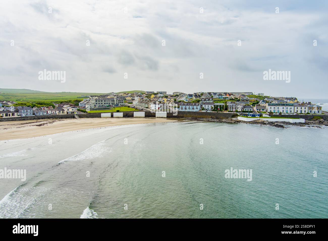 Aerial view of Kilkee, small coastal town, popular as a seaside resort ...