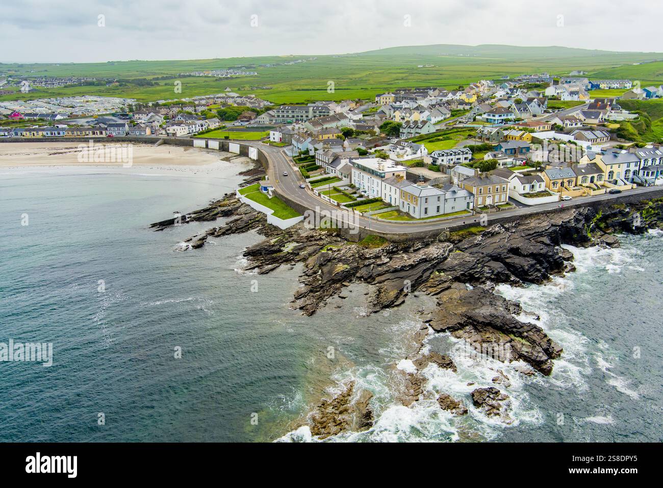 Aerial view of Kilkee, small coastal town, popular as a seaside resort ...