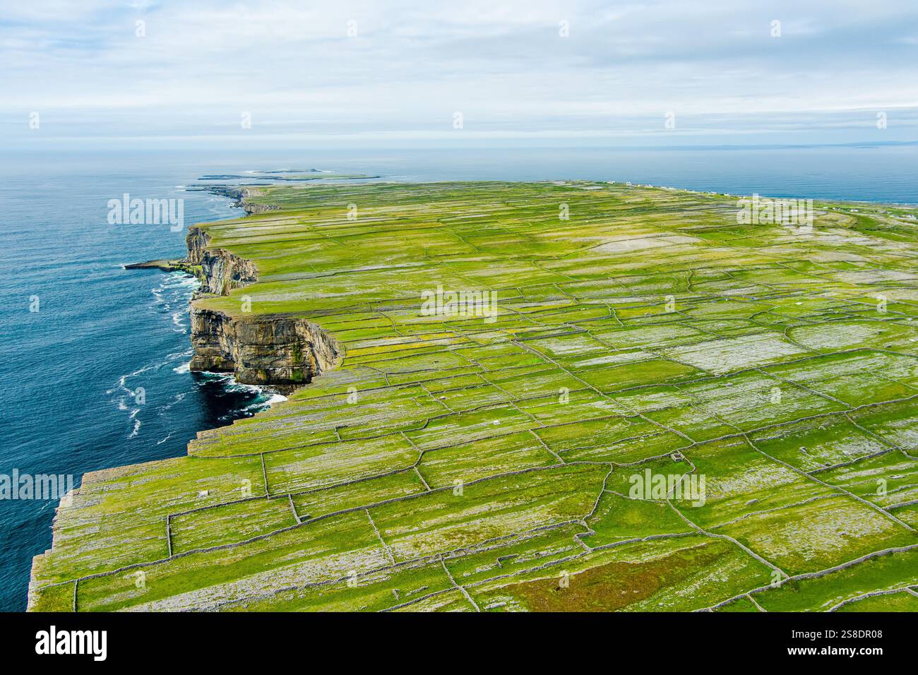Aerial view of Inishmore or Inis Mor, the largest of the Aran Islands ...