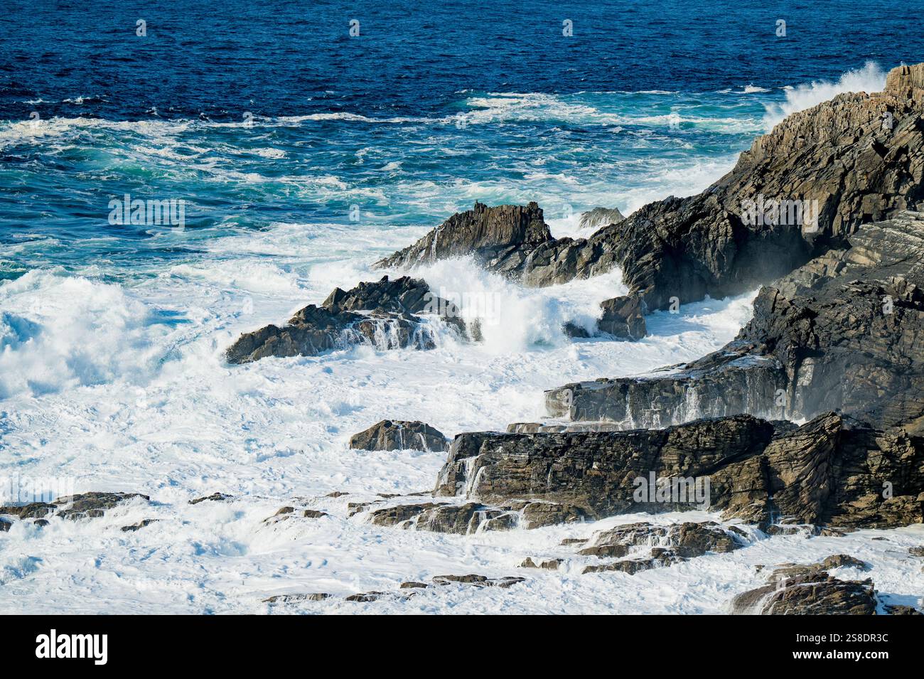Rough and rocky shore at Malin Head, Ireland's northernmost point, Wild ...