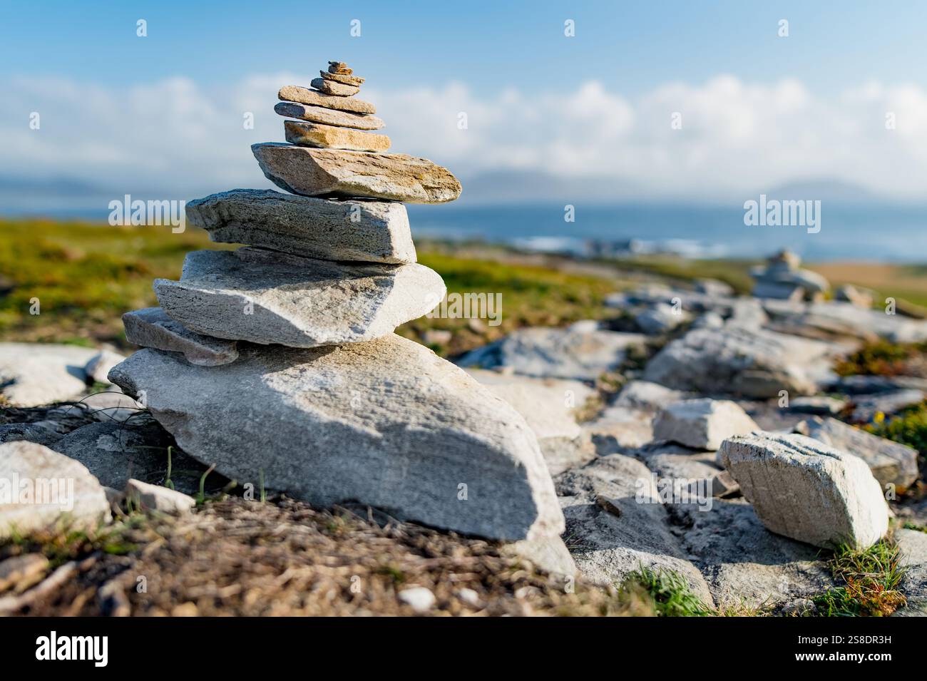 Stones stacks at Malin Head, Ireland's northernmost point, Wild ...