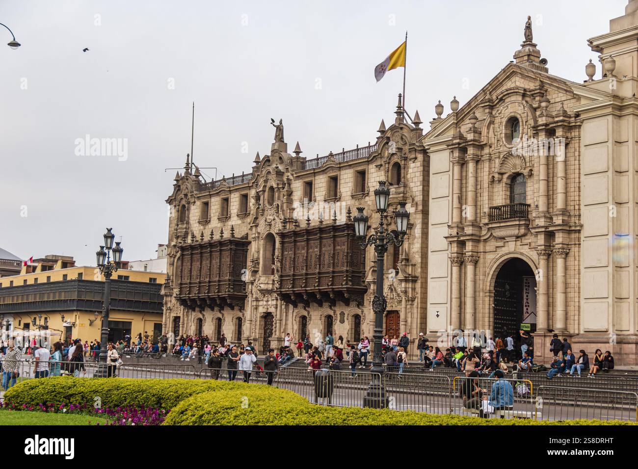 Archbishop's Palace, Lima Main Square - Peru Stock Photo - Alamy
