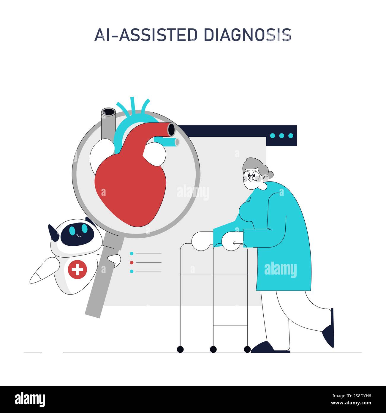 AI-Assisted Diagnosis concept. A doctor analyzes a patient's heart ...